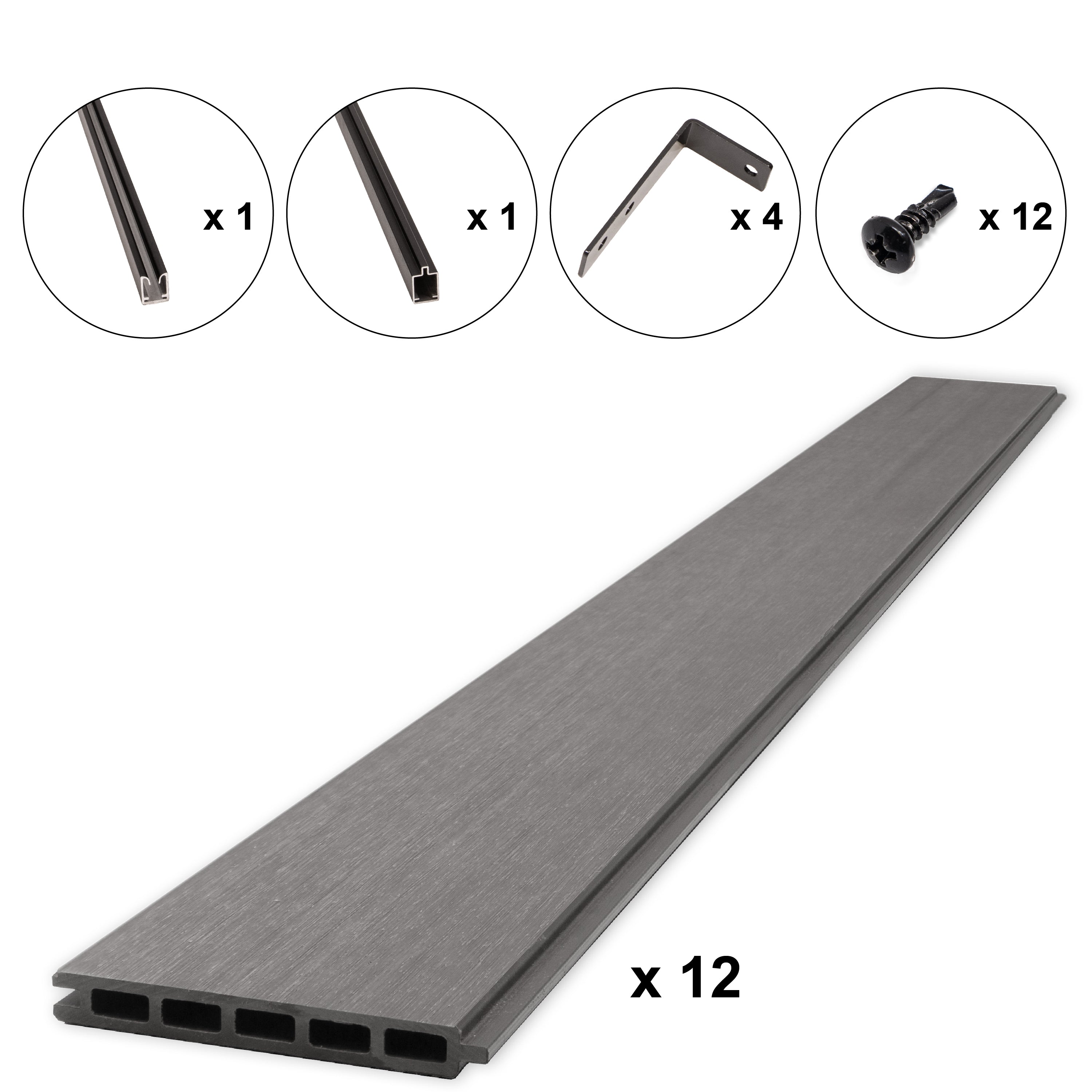 Composite Fence Series 6 ft. x 6 ft. Manhattan Gray WPC Brushed Fence ...