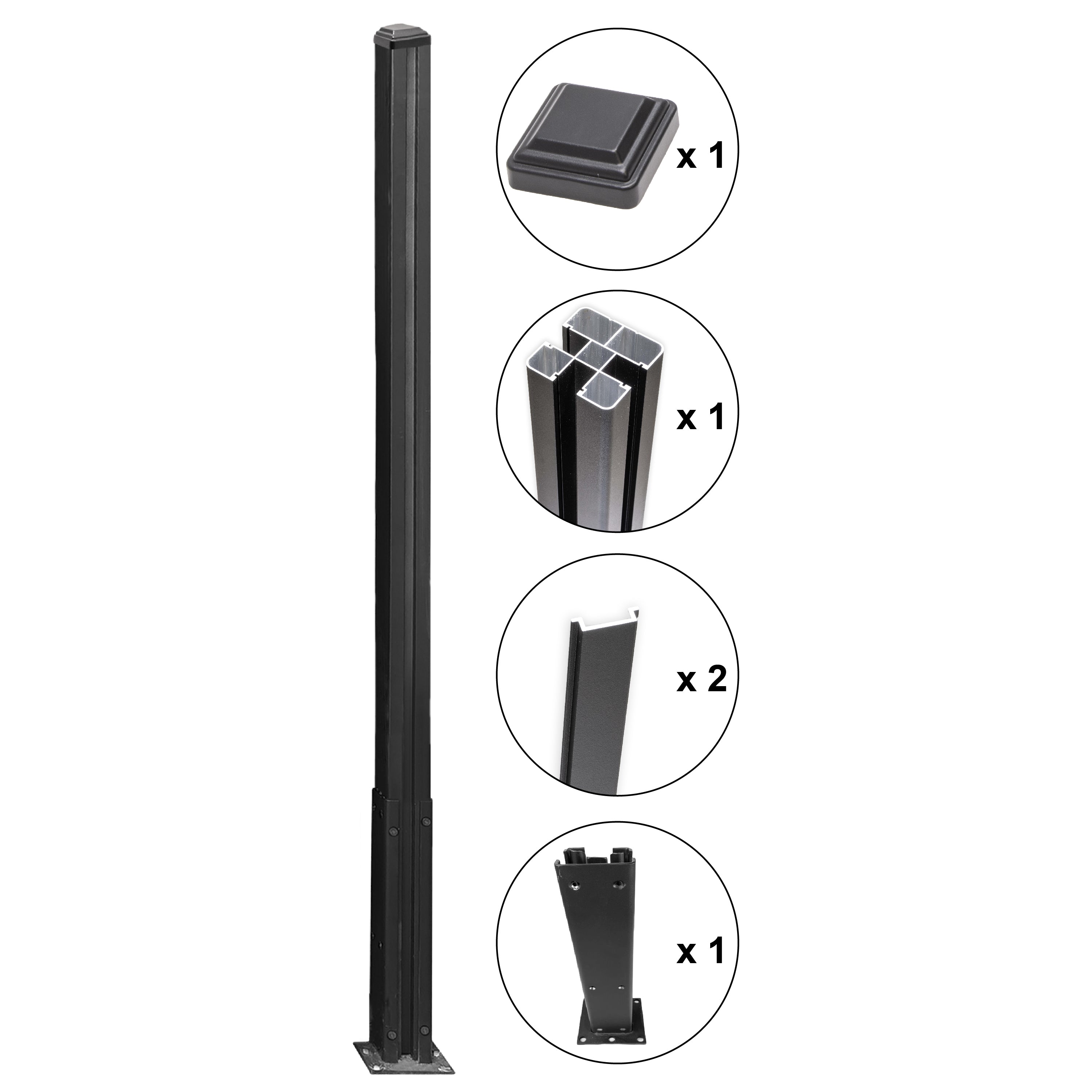 Composite Fence Series 6 ft. Heavy Duty Surface Mount Gate Post with E ...