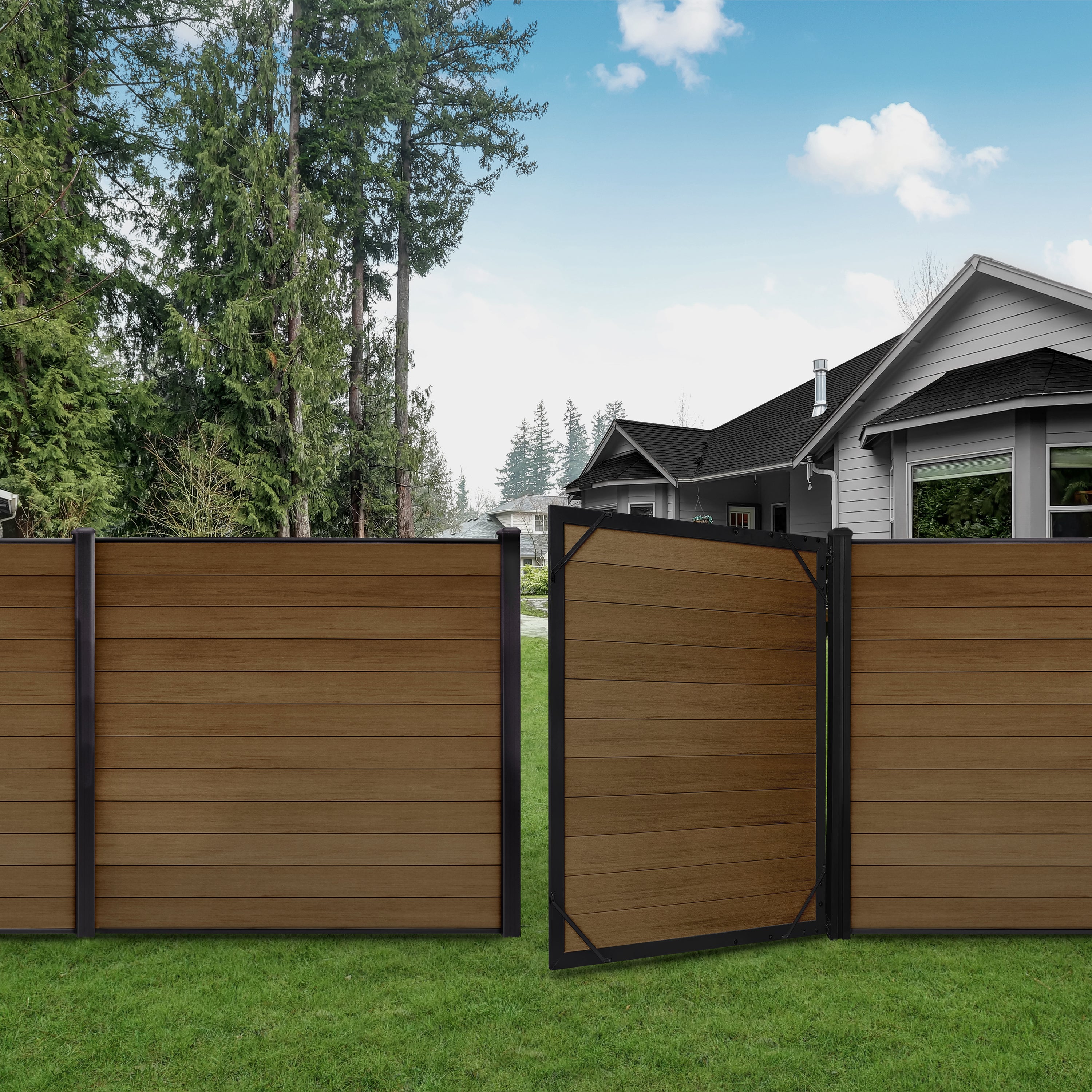 Composite Fence Series 3.15 in. x 3.15 in. x 8 ft. Aluminum In-Ground ...