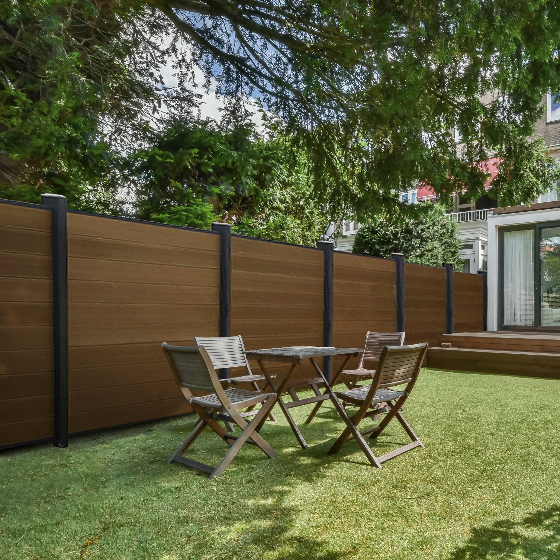 Composite Fence Series 6 ft. x 6 ft. Saddle Brown Brushed Fence Panel ...