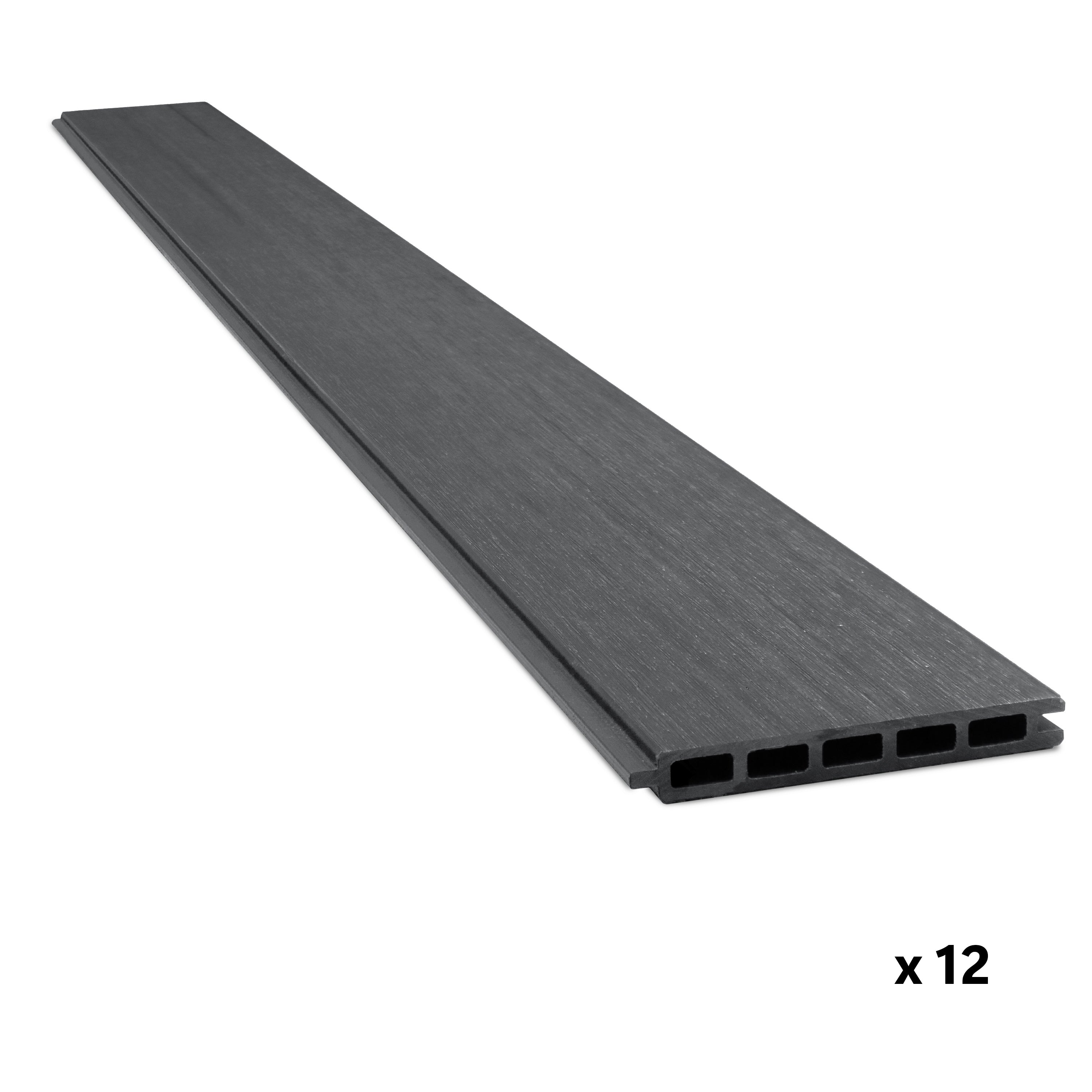 Composite Fence Series 6 ft. x 6 ft. Charcoal Gray Brushed Fence Panel ...
